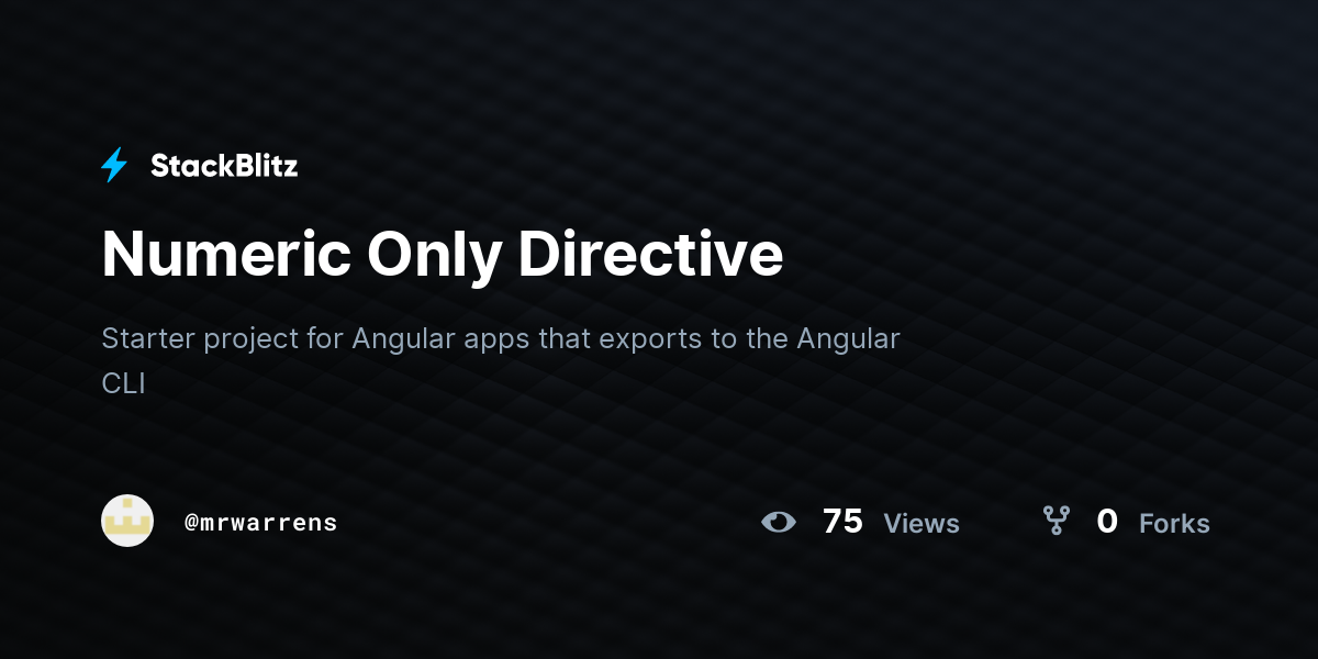 Numeric Only Directive - StackBlitz