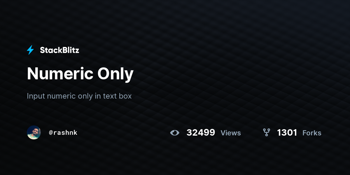 Numeric Only - StackBlitz