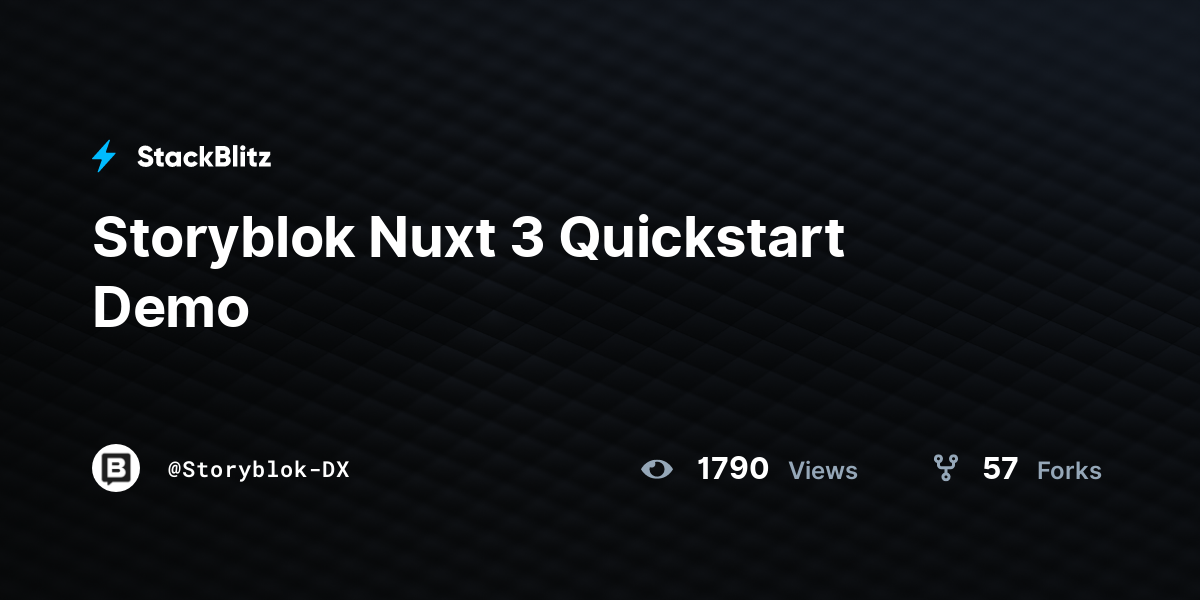 Storyblok Nuxt 3 Quickstart Demo - StackBlitz