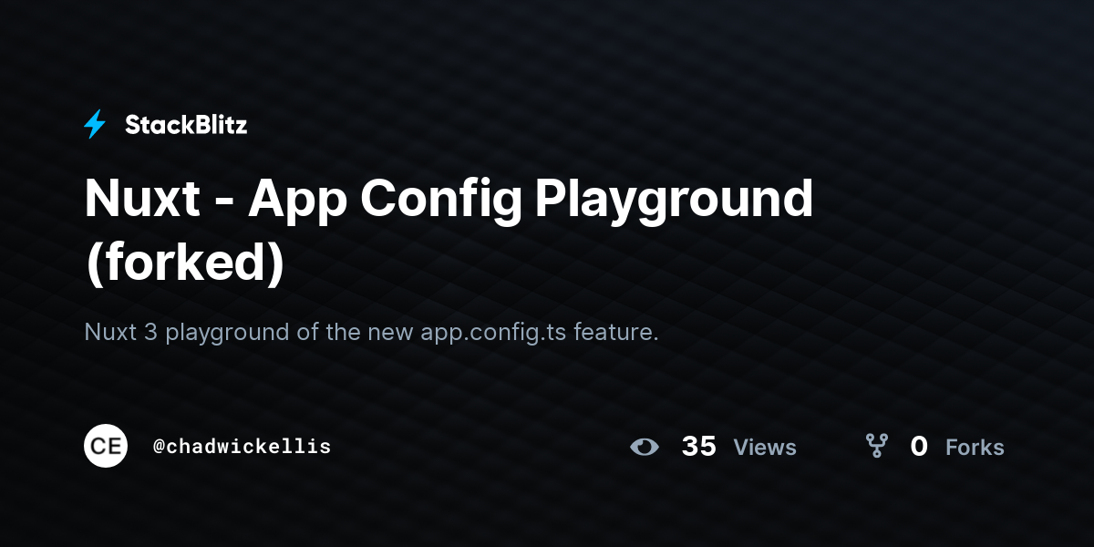 Nuxt - App Config Playground (forked) - StackBlitz Nuxt - App Config Playground (forked) - StackBlitz
