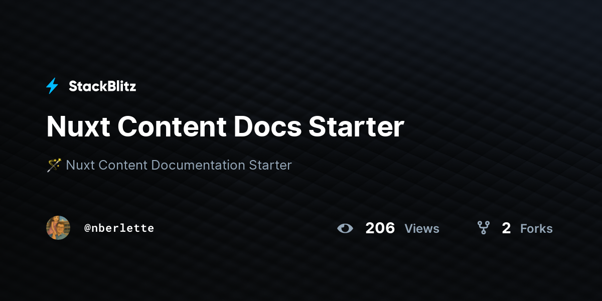 Nuxt Content Docs Starter - StackBlitz