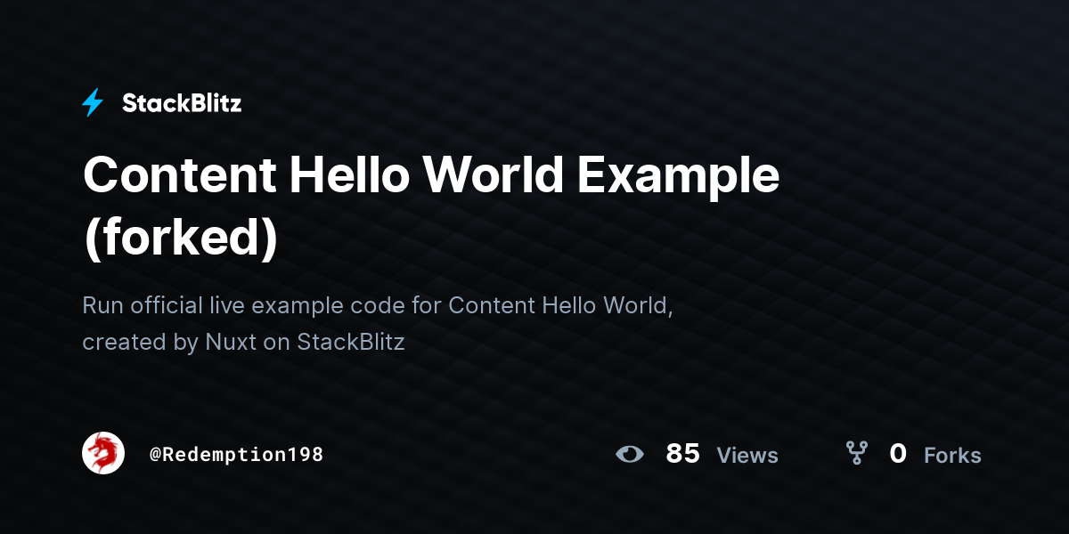 Content Hello World Example Forked Stackblitz