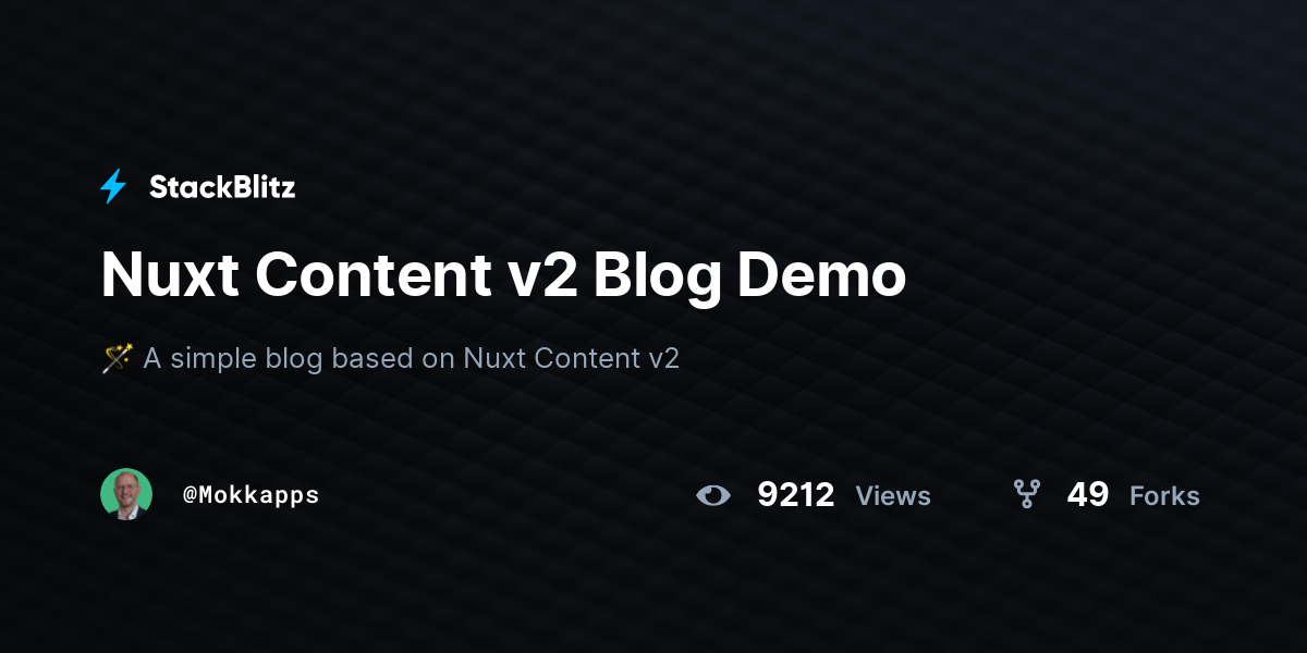 Nuxt Content v2 Blog Demo - StackBlitz