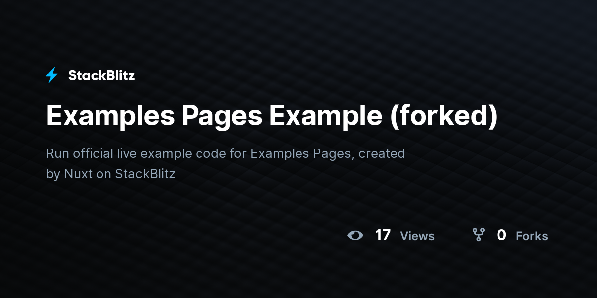 Examples Pages Example (forked) - StackBlitz