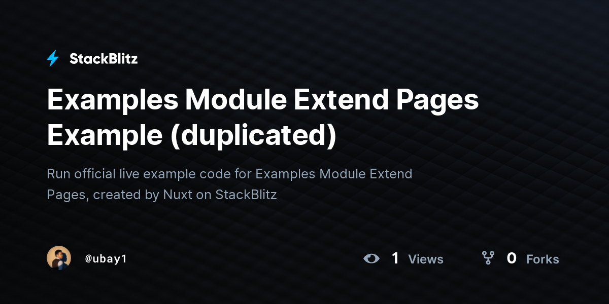 Examples Module Extend Pages Example (duplicated) - StackBlitz
