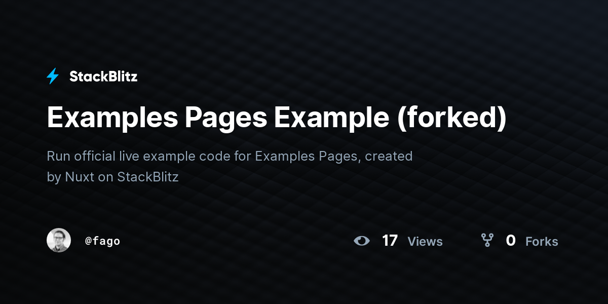 Examples Pages Example (forked) - StackBlitz