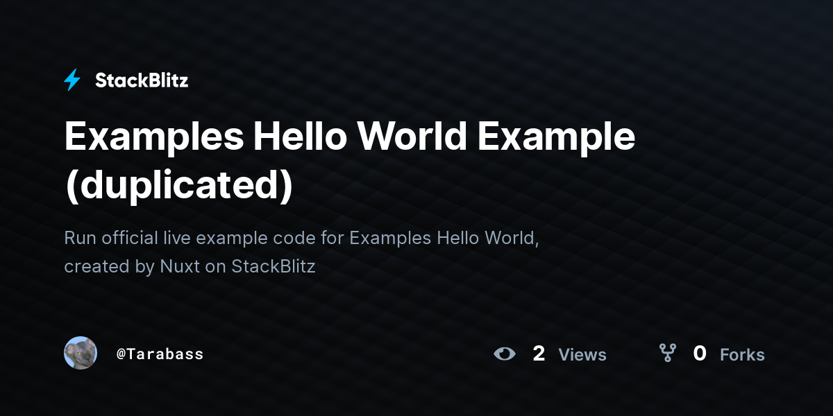 Examples Hello World Example Duplicated Stackblitz