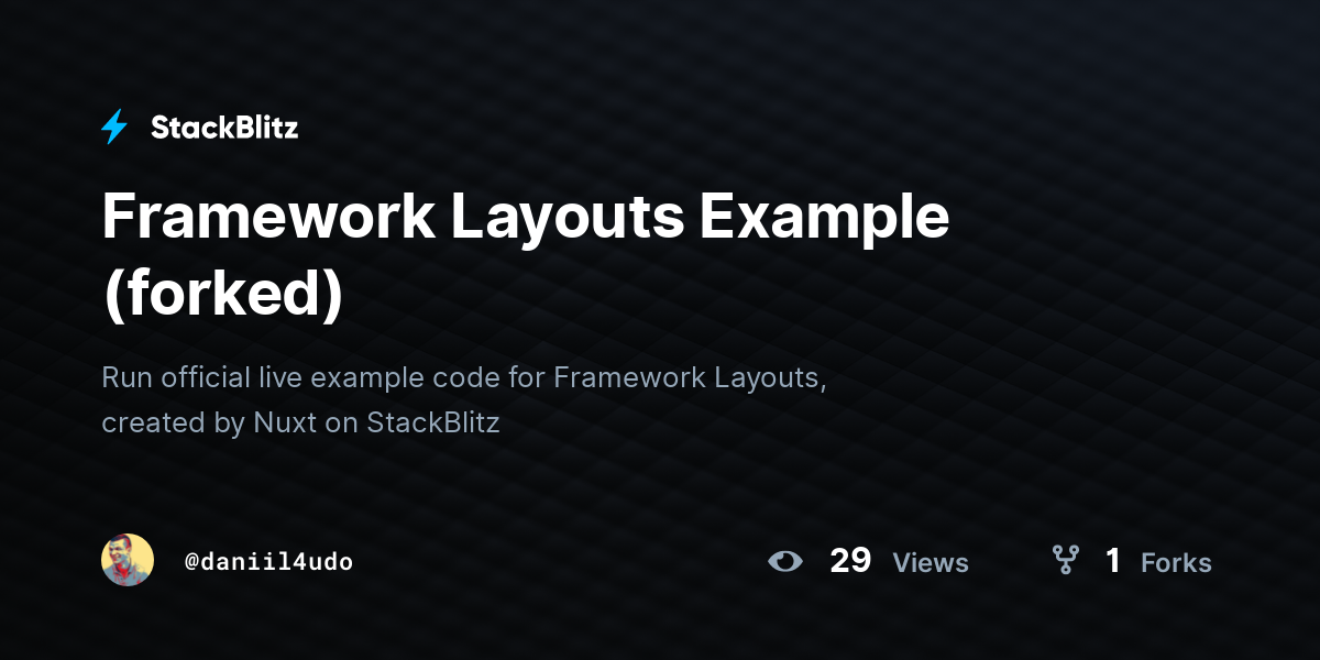 Framework Layouts Example (forked) - StackBlitz Framework Layouts Example (forked) - StackBlitz