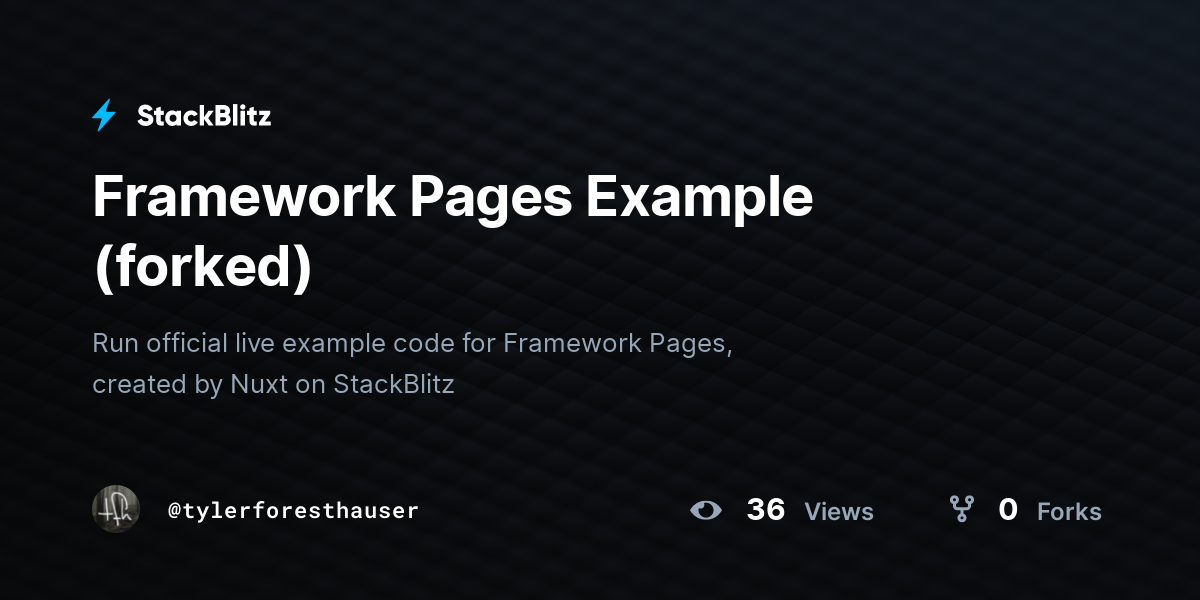 Framework Pages Example (forked) - StackBlitz