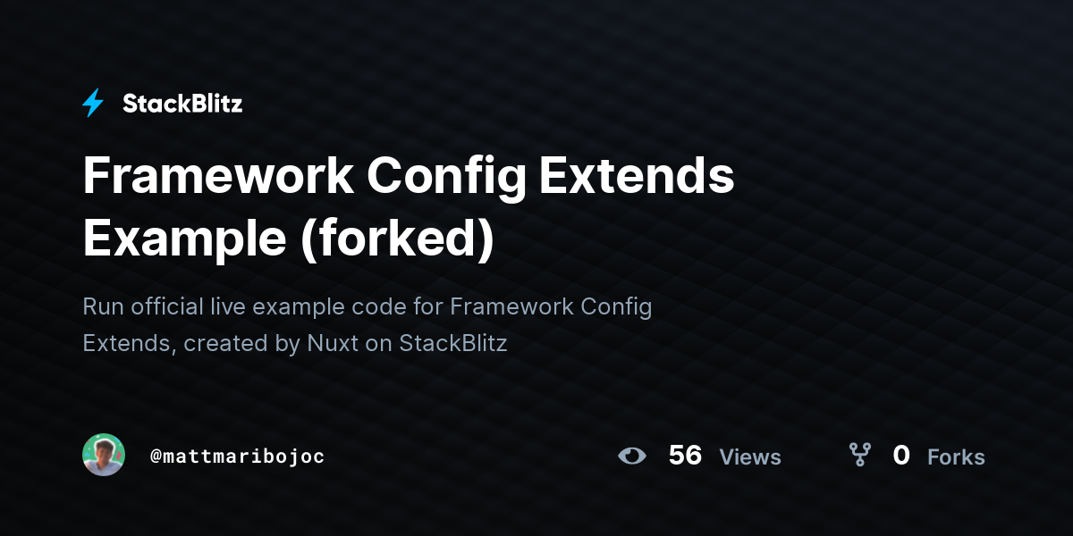 Framework Config Extends Example (forked) - StackBlitz Framework Config Extends Example (forked) - StackBlitz