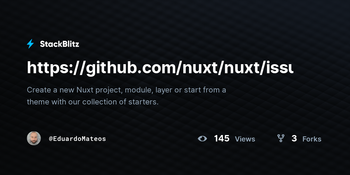 https://github.com/nuxt/nuxt/issues/20070 - StackBlitz