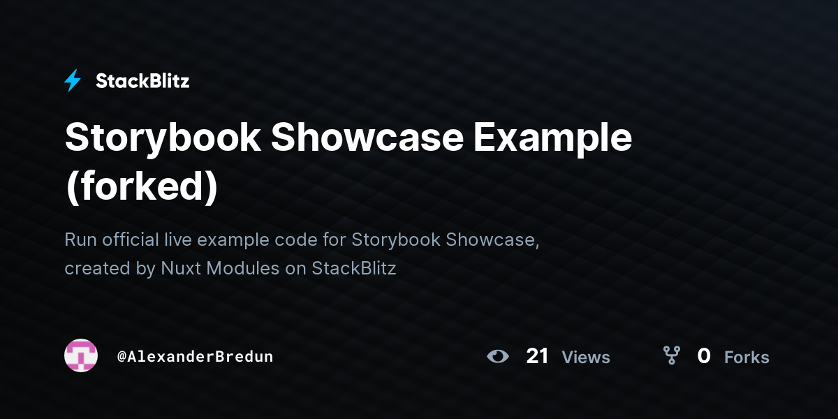 Storybook Showcase Example (forked) - StackBlitz