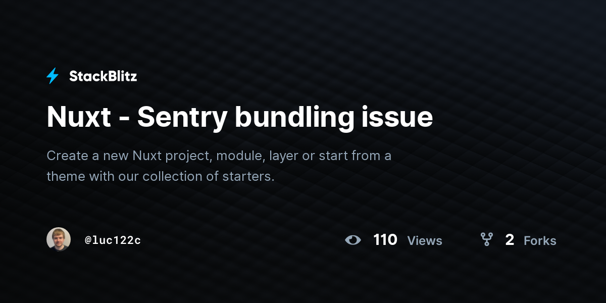 Nuxt - Sentry bundling issue - StackBlitz