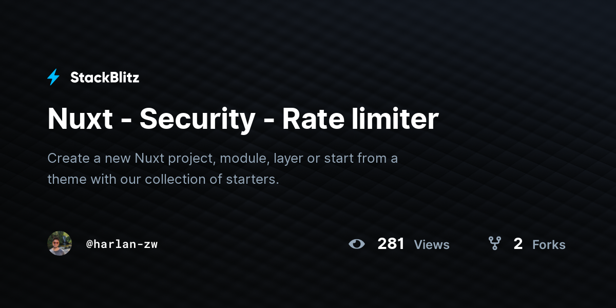 Nuxt - Security - Rate limiter - StackBlitz Nuxt - Security - Rate limiter - StackBlitz