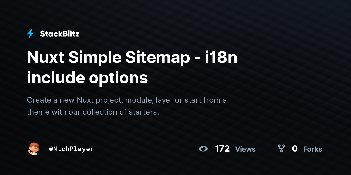 Nuxt Simple Sitemap - i18n include options - StackBlitz