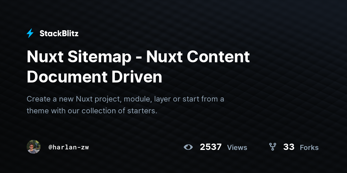 Nuxt Sitemap - Nuxt Content Document Driven - StackBlitz