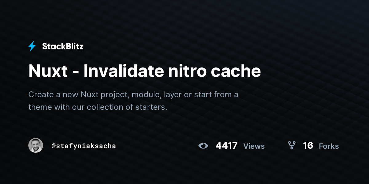 Nuxt - Invalidate nitro cache - StackBlitz