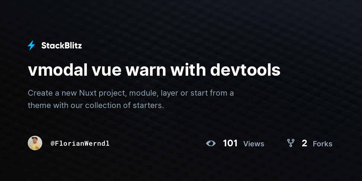 vmodal vue warn with devtools - StackBlitz