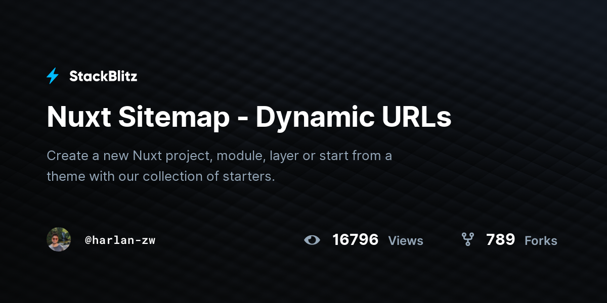 Nuxt Sitemap - Dynamic URLs - StackBlitz