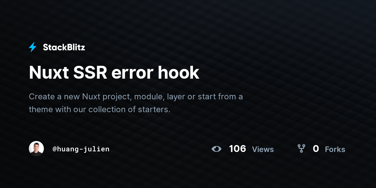 Nuxt SSR error hook - StackBlitz Nuxt SSR error hook - StackBlitz
