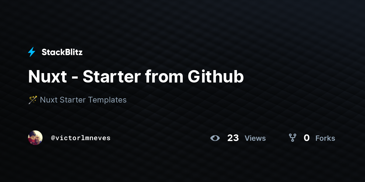 Nuxt - Starter from Github - StackBlitz