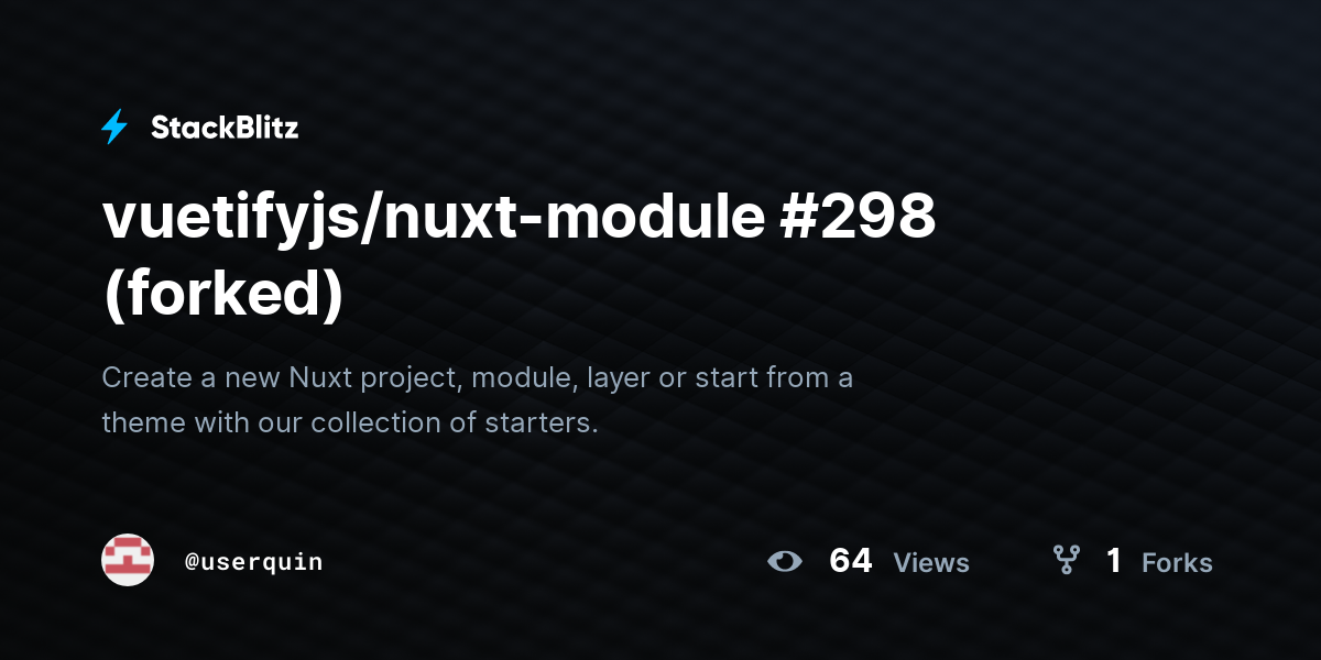 Vuetifyjs Nuxt Module 298 Forked Stackblitz