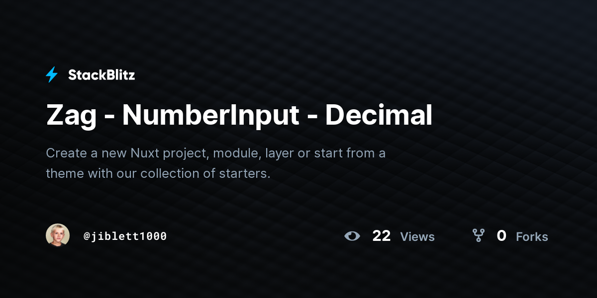 Zag - NumberInput - Decimal - StackBlitz