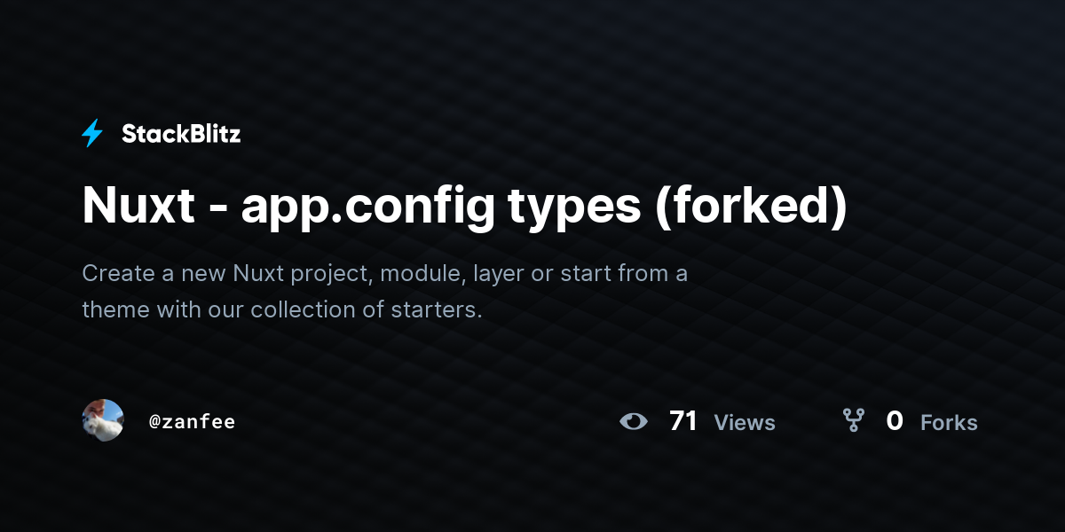 Nuxt - app.config types (forked) - StackBlitz Nuxt - app.config types (forked) - StackBlitz