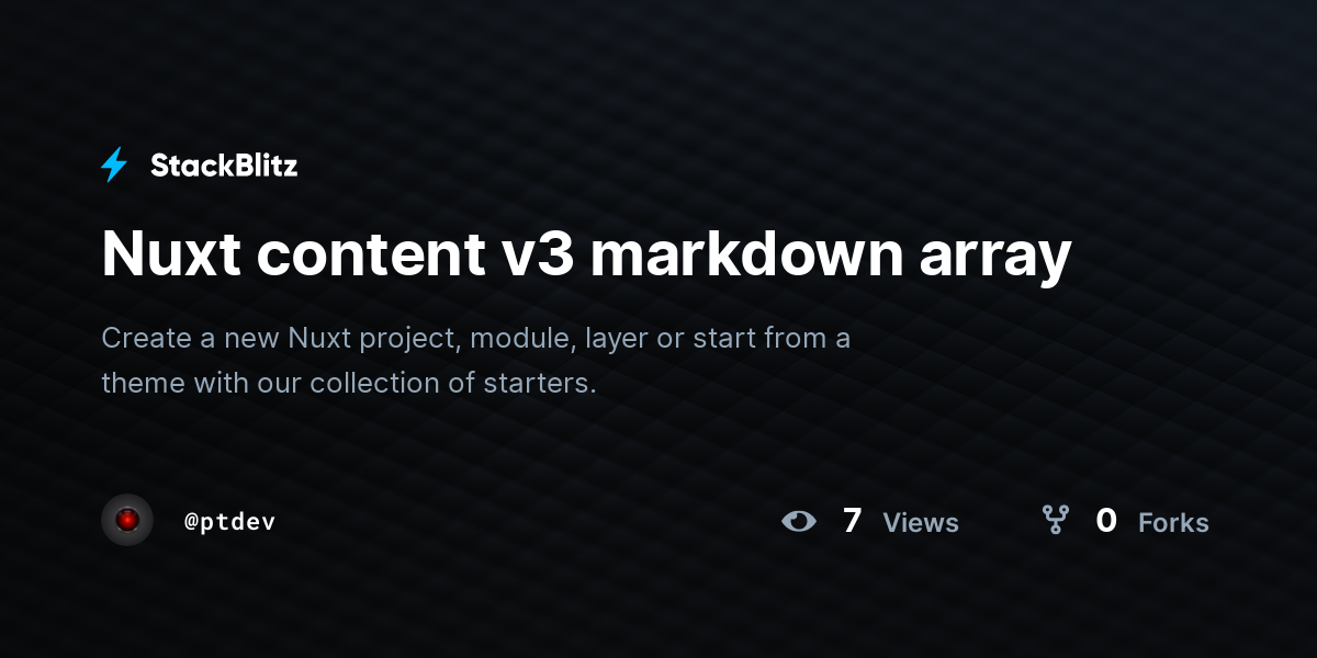 Nuxt content v3 markdown array - StackBlitz