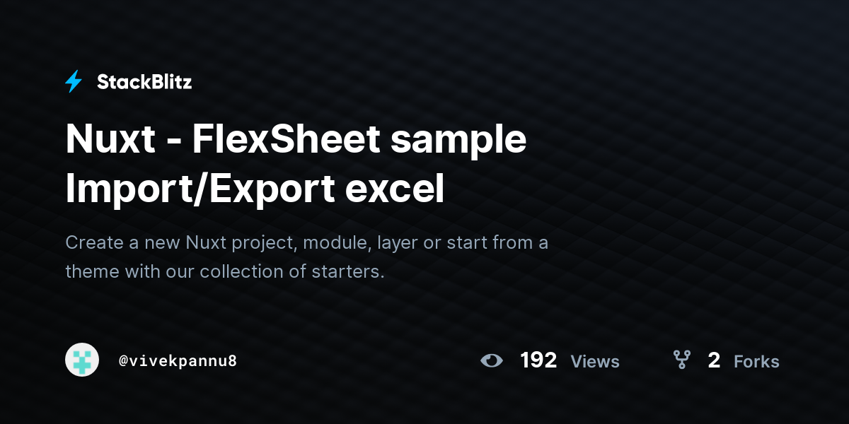 Nuxt - FlexSheet sample Import/Export excel - StackBlitz