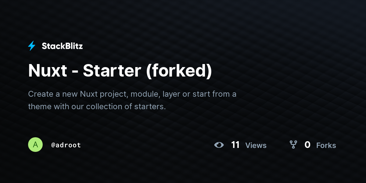 Nuxt - Starter (forked) - StackBlitz