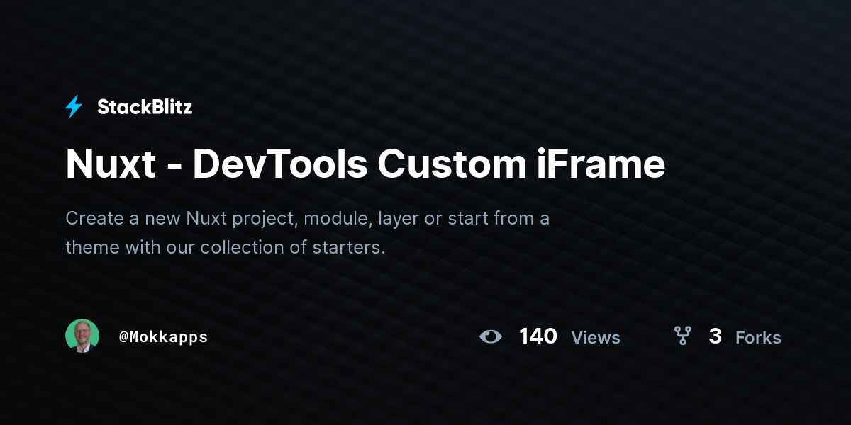 Nuxt - DevTools Custom iFrame - StackBlitz Nuxt - DevTools Custom iFrame - StackBlitz