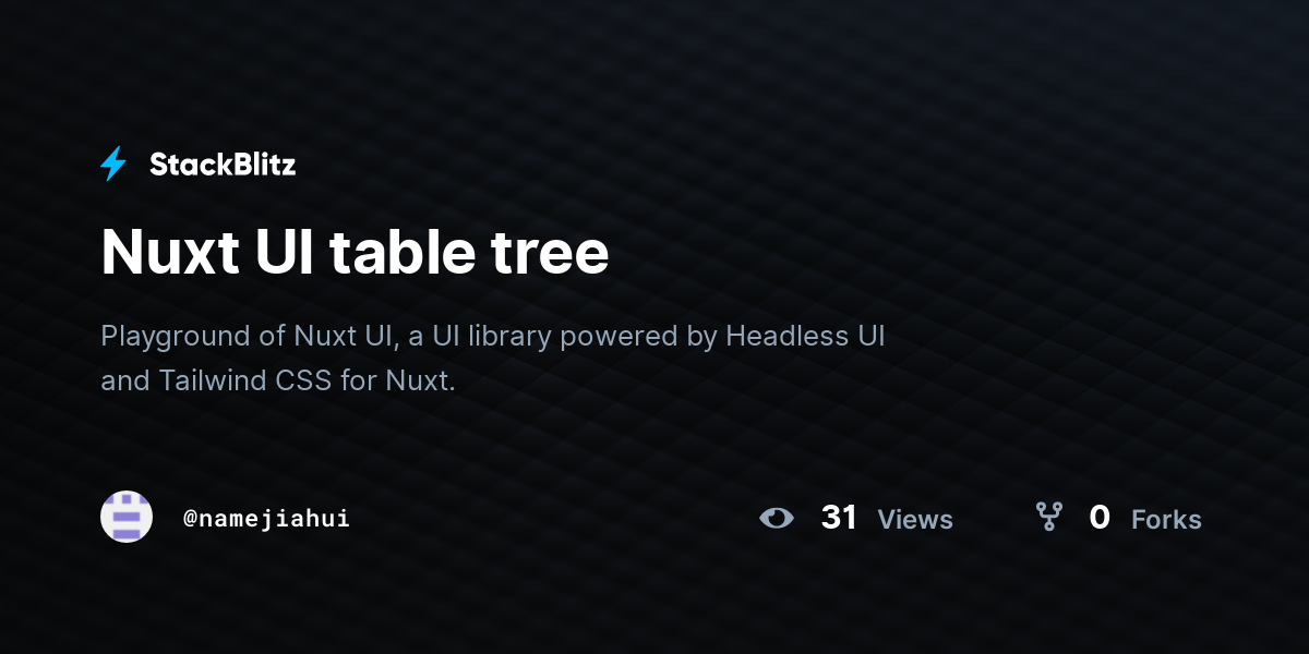 Nuxt UI table tree - StackBlitz