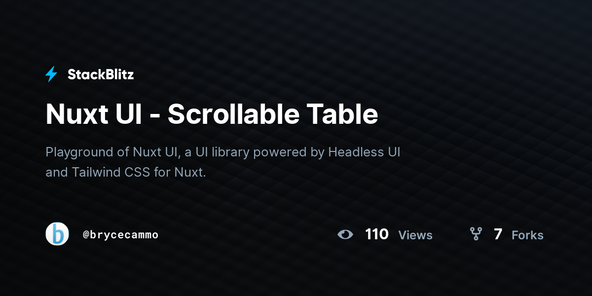 Nuxt UI - Scrollable Table - StackBlitz Nuxt UI - Scrollable Table - StackBlitz