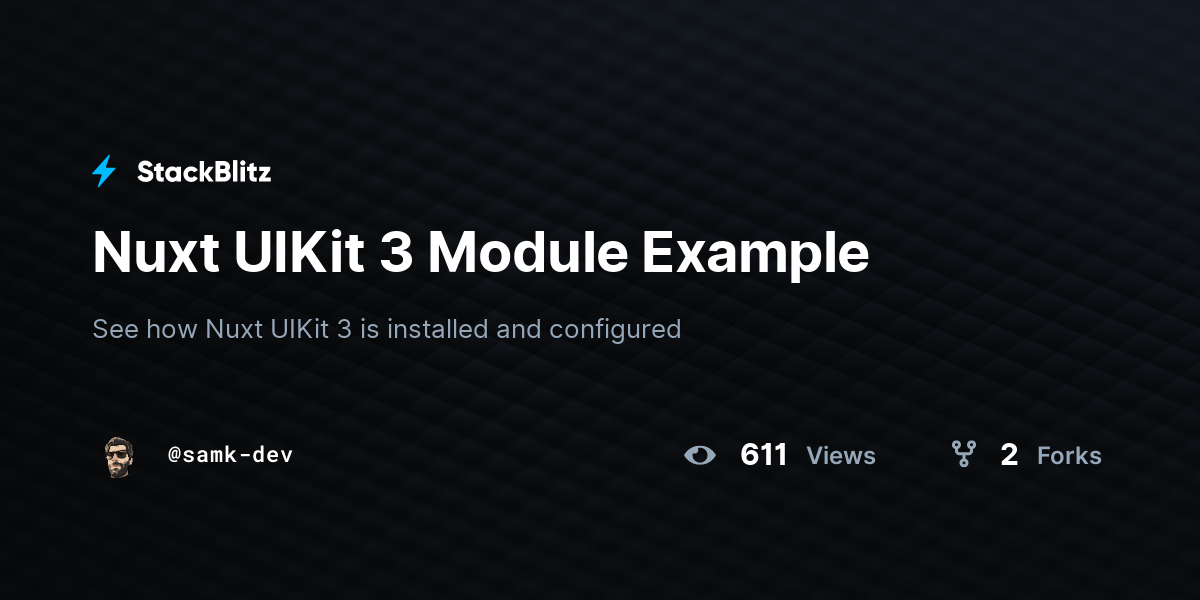 Nuxt UIKit 3 Module Example - StackBlitz