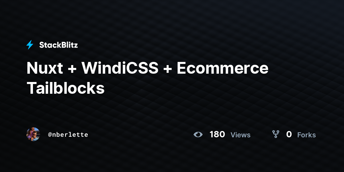 Nuxt + WindiCSS + Ecommerce Tailblocks - StackBlitz Nuxt + WindiCSS + Ecommerce Tailblocks - StackBlitz