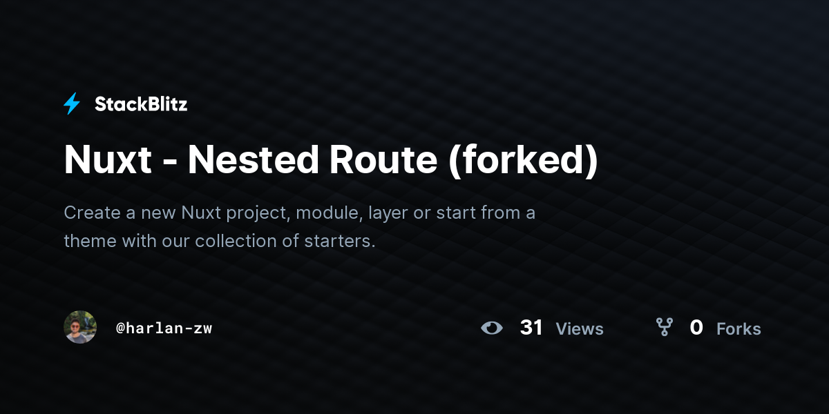 Nuxt - Nested Route (forked) - StackBlitz Nuxt - Nested Route (forked) - StackBlitz