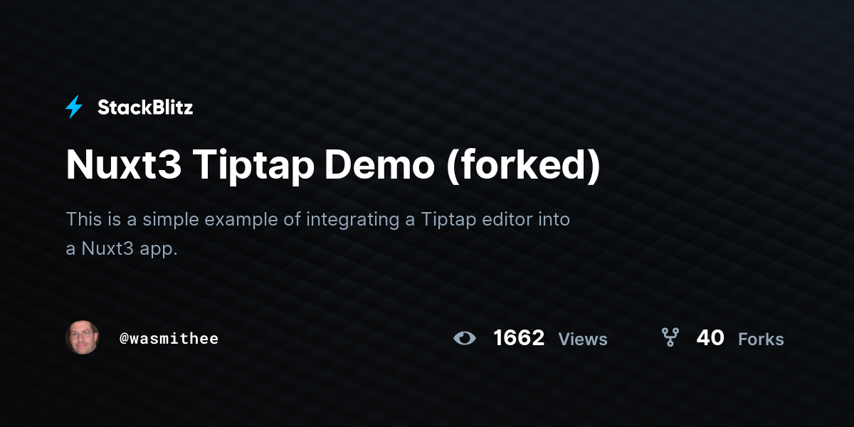 Nuxt3 Tiptap Demo (forked) - StackBlitz Nuxt3 Tiptap Demo (forked) - StackBlitz