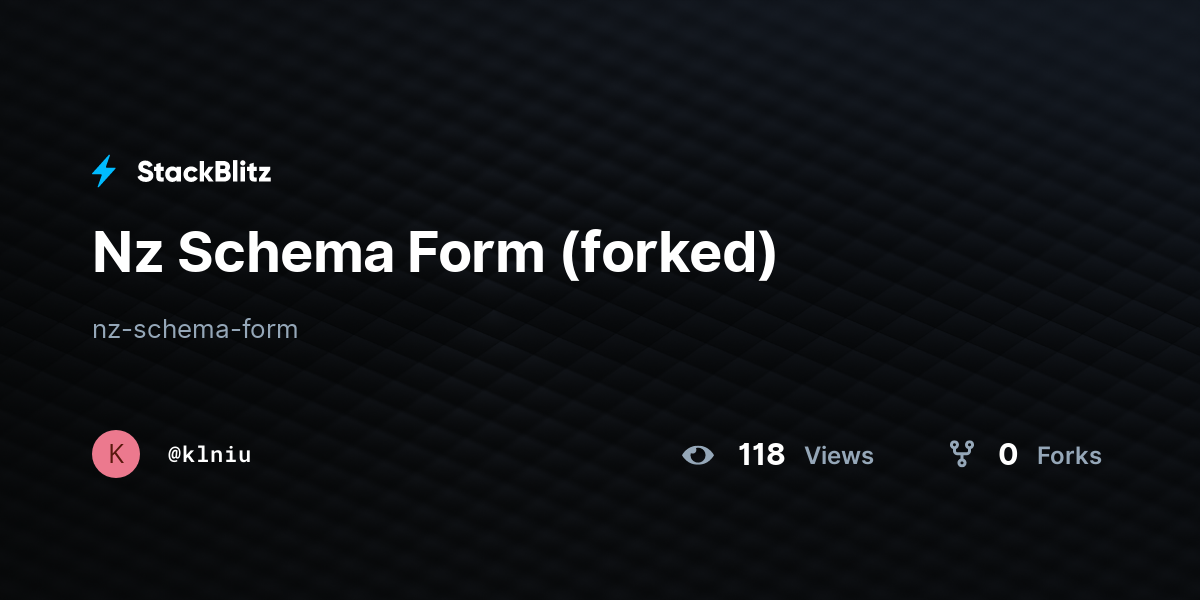 Nz Schema Form Forked Stackblitz