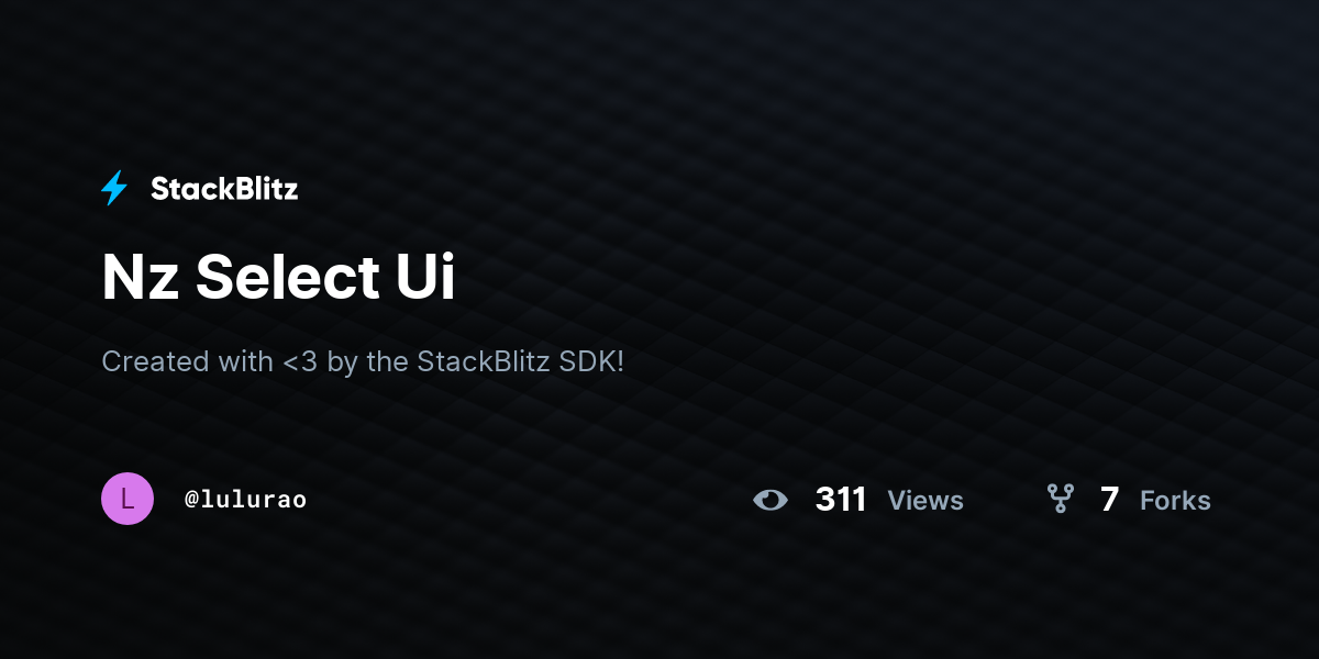 Nz Select Ui - StackBlitz