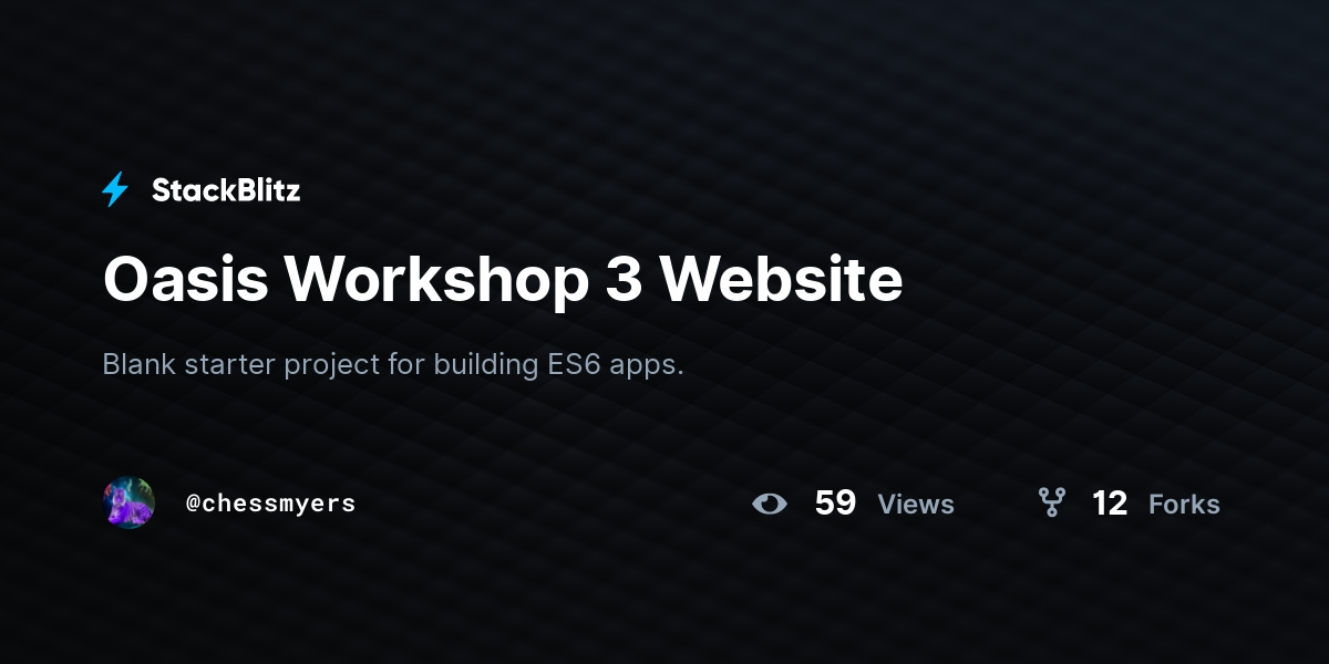 Oasis Workshop 3 Website - StackBlitz