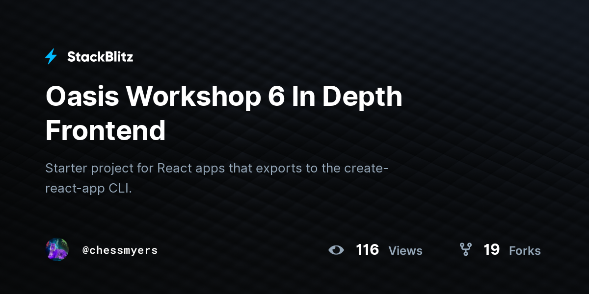 Oasis Workshop 6 In Depth Frontend - StackBlitz