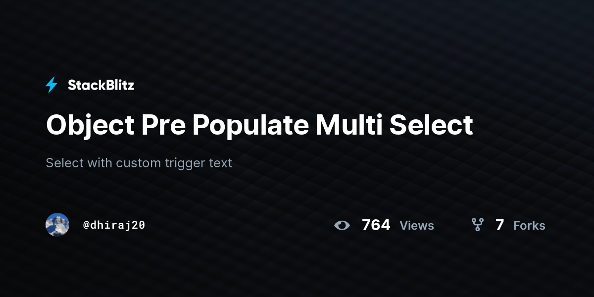 Object Pre Populate Multi Select - StackBlitz