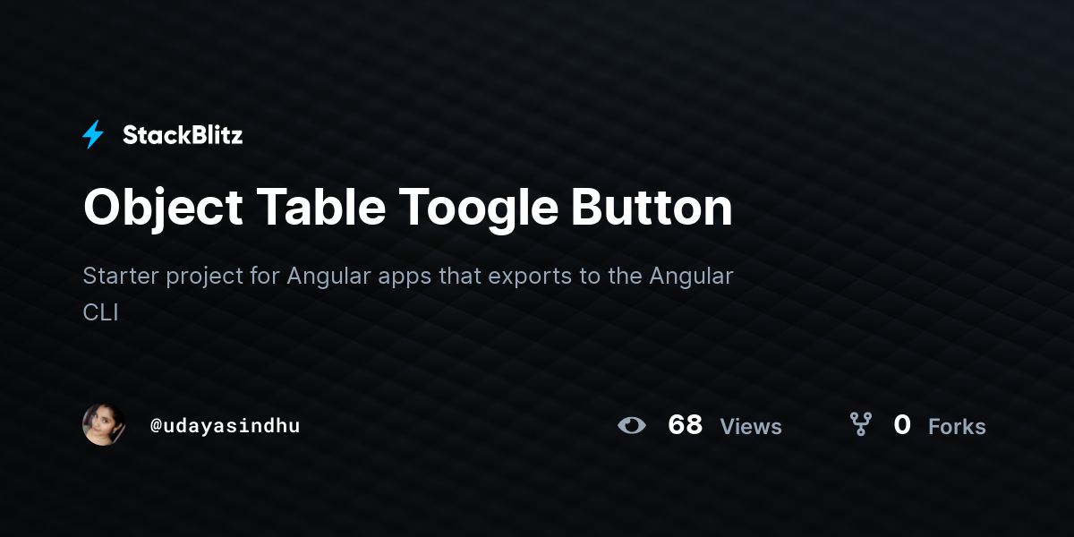 Object Table Toogle Button Stackblitz