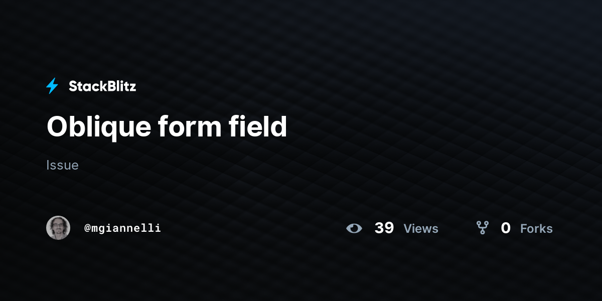 Oblique form field - StackBlitz Oblique form field - StackBlitz