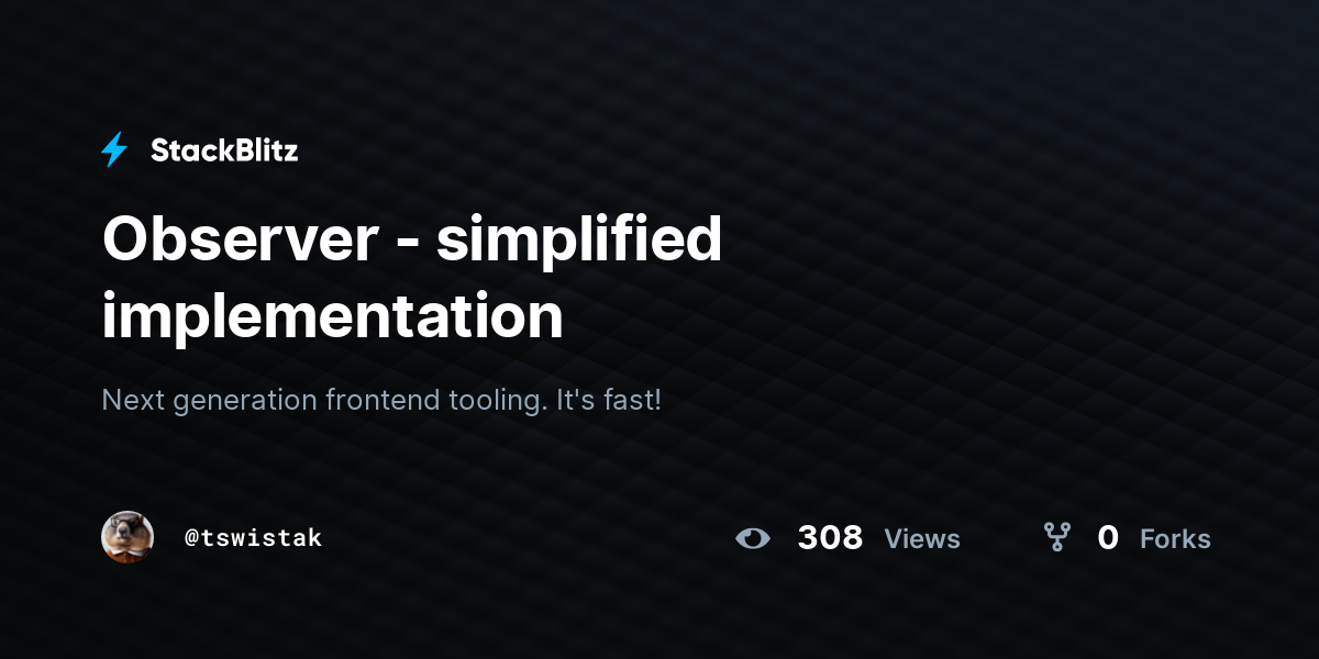 Observer - simplified implementation - StackBlitz