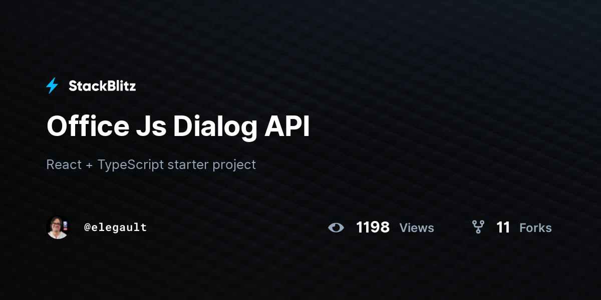 Office Js Dialog API - StackBlitz