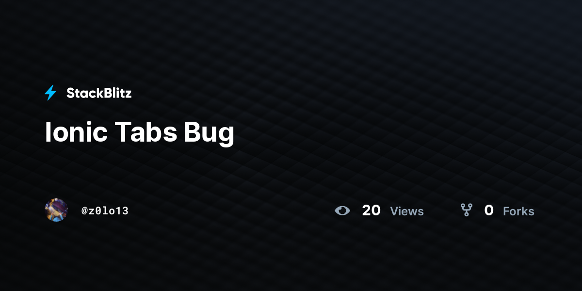 Ionic Tabs Bug - StackBlitz