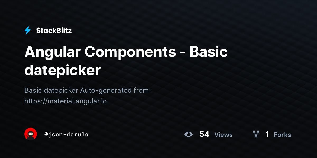 Angular Components - Basic datepicker - StackBlitz