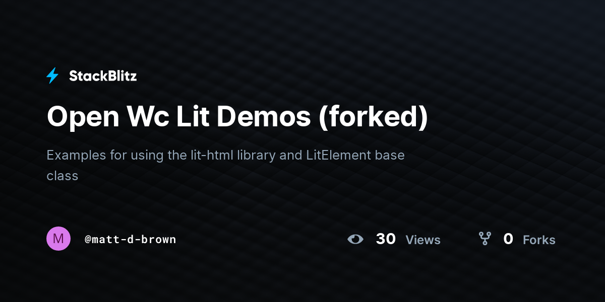 Open Wc Lit Demos (forked) - StackBlitz